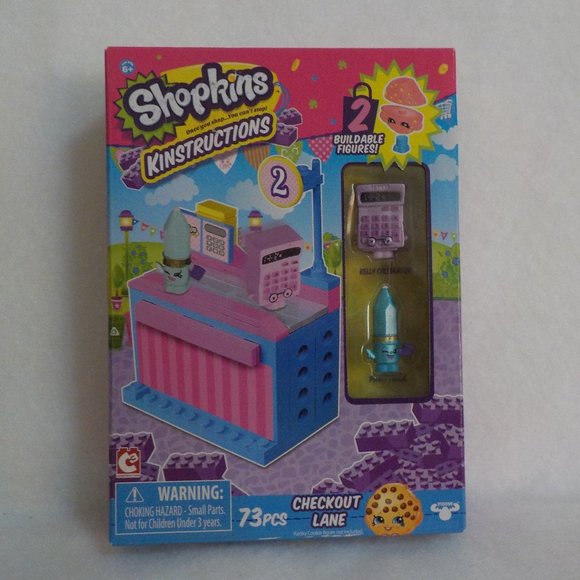Moose | Toys | Shopkins Kinstructions Check Out Lane 73 Pcs Set Kelly ...